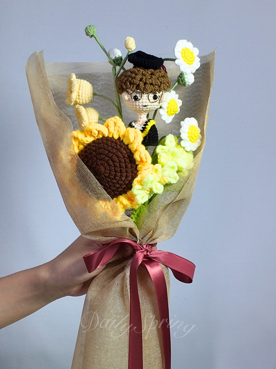 Sunshine Graduation Crochet Bouquet for Boys – Sunflowers & Graduate ...